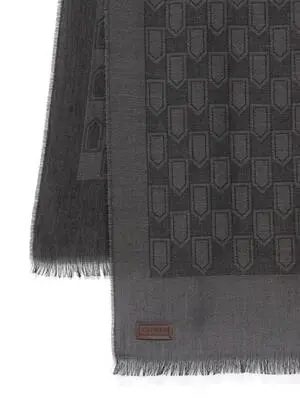 Canali Shield-pattern Fringed Scarf