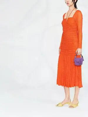 GANNI Square-neck Long-sleeve Dress