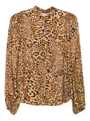 TWINSET Leopard-print Mock-neck Shirt