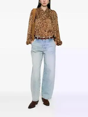 TWINSET Leopard-print Mock-neck Shirt