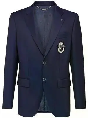 BILLIONAIRE Crest-motif Wool Blazer - Blue