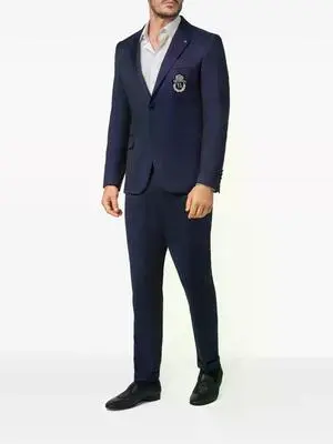 BILLIONAIRE Crest-motif Wool Blazer - Blue