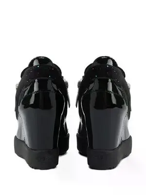 GIUSEPPE ZANOTTI Glitter-panel Wedge Sneakers - Black