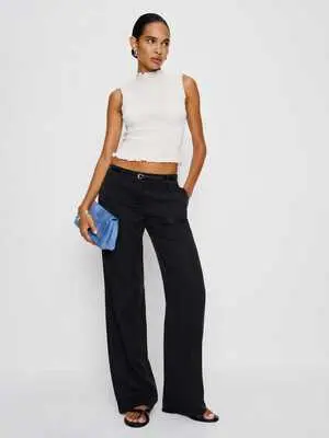 REFORMATION Gisele Low Rise Straight Leg Pant - Black