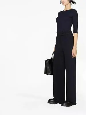 Vince Fine-ribbed Half-sleeve Top - Blue