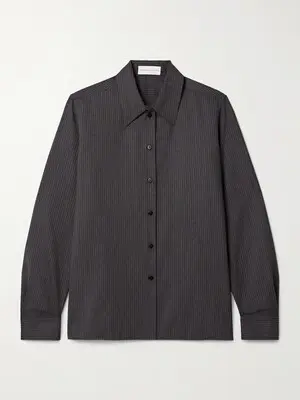 Veronica De Piante Livia Pinstriped Wool-twill Shirt