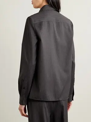 Veronica De Piante Livia Pinstriped Wool-twill Shirt