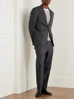Officine Générale Hugo Tapered Belted Virgin Wool Suit Trousers