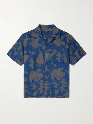 Kapital Convertible-collar Printed Linen Shirt - Blue