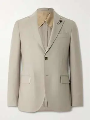 LARDINI Virgin Wool-blend Twill Suit Jacket - Beige
