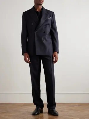 LARDINI Double-breasted Striped Wool Suit
