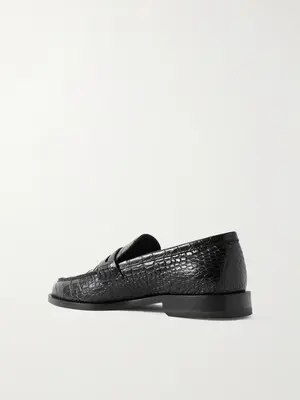 Manolo Blahnik Perry Croc-effect Leather Loafers