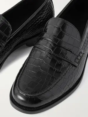 Manolo Blahnik Perry Croc-effect Leather Loafers