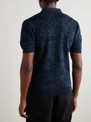 Etro Slim-fit Paisley-jacquard Cotton-blend Polo Shirt