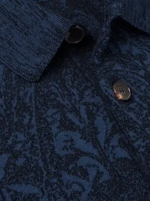 Etro Slim-fit Paisley-jacquard Cotton-blend Polo Shirt