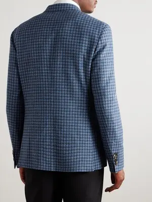 Etro Roma Sport Houndstooth Wool, Cotton And Linen-blend Blazer