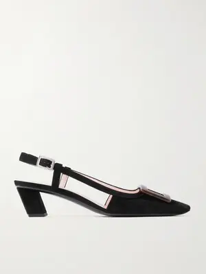 ROGER VIVIER Belle Vivier 45 Suede Slingback Pumps - Black