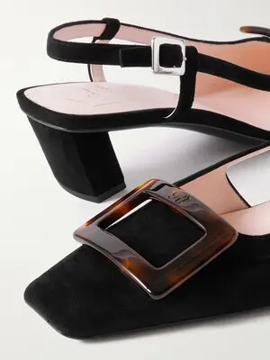 ROGER VIVIER Belle Vivier 45 Suede Slingback Pumps - Black