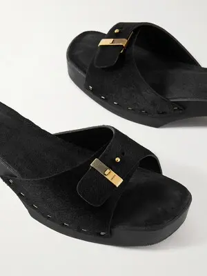 Khaite Britt Buckled Calf Hair Mules