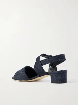 Manolo Blahnik Vibius 30 Herringbone Denim Sandals