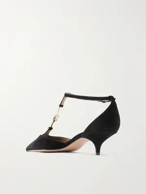 FERRAGAMO Traci Embellished Suede Pumps - Black