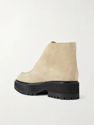 Gabriela Hearst Apollo Buckled Suede Platform Ankle Boots - Neutrals