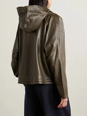 Co Leather Zip Hoodie - Green