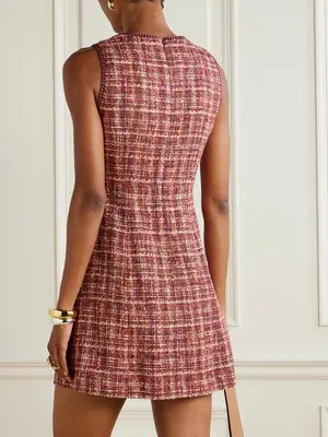 Etro Checked Cotton-blend Bouclé-tweed Mini Dress