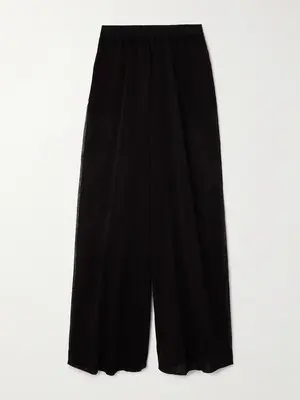 Alaïa Linen And Silk-blend Wide-leg Pants - Black