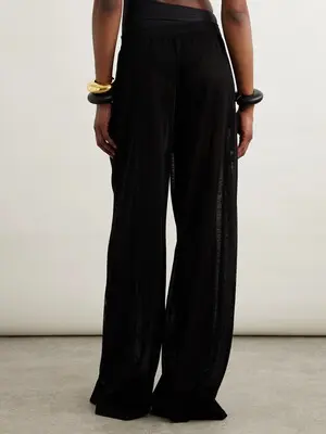 Alaïa Linen And Silk-blend Wide-leg Pants - Black