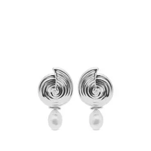 MISSOMA Spiral Interchangeable Pearl Drop Earrings - Silver