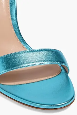 GIANVITO ROSSI Portofino 105 Metallic Leather Sandals - Azure