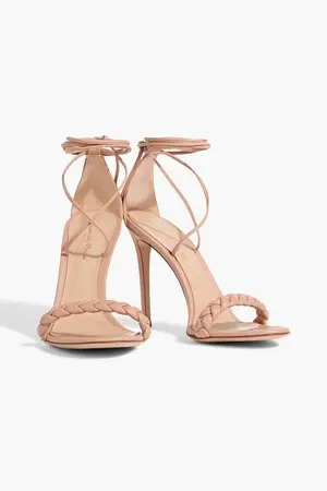 GIANVITO ROSSI Leomi Braided Leather Sandals - Blush