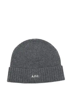 A.p.c. Ribbed Wool Beanie - Grey