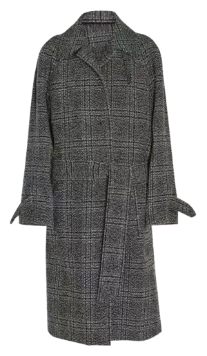 Balenciaga Checked Belted Coat - Black