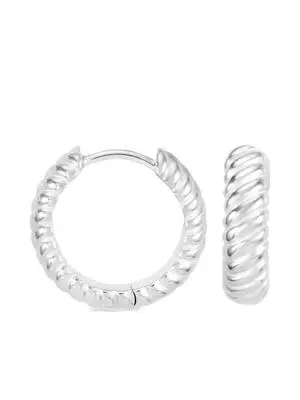 DOWER & HALL Medium Twist Hoop Earrings - Silver