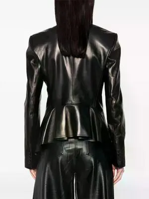 Alexander McQueen Single-breasted Calfskin Leather Jacket