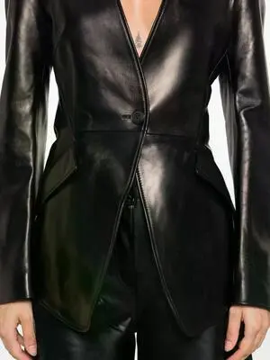 Alexander McQueen Single-breasted Calfskin Leather Jacket