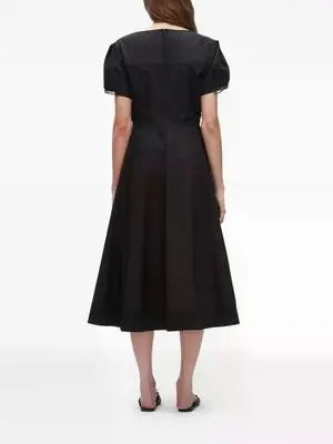 3.1 Phillip Lim Puff-sleeve V-neck Midi Dress - Black