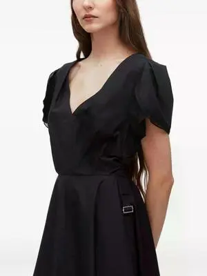 3.1 Phillip Lim Puff-sleeve V-neck Midi Dress - Black