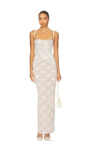 Sleeveless White Lace Maxi Dresses