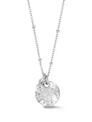 DOWER & HALL Hammered Disc White Sapphire Necklace - Silver