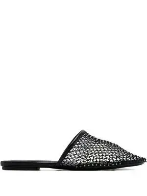 Schutz Crystal-embellished Mesh Flat Mules