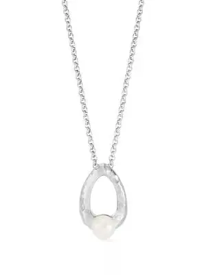 DOWER & HALL Droplet Pearl Pendant Necklace - Silver