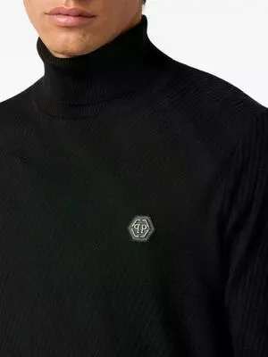 Philipp Plein Ribbed Turtleneck Sweater - Black
