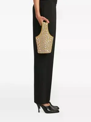 Khaite Livia Studded Suede Bucket Bag - Brown