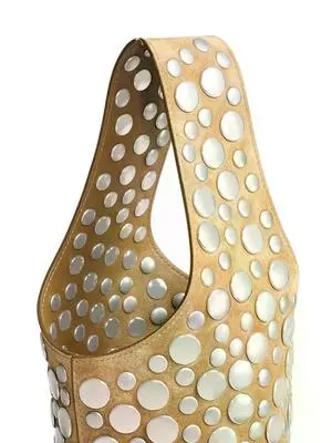 Khaite Livia Studded Suede Bucket Bag - Brown