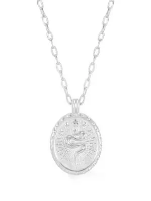 DOWER & HALL Snake Talisman Pendant Necklace - Silver