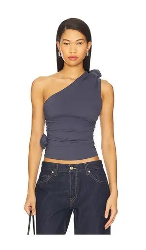 Lioness Rendezvous One Shoulder Top With Rosette Accents