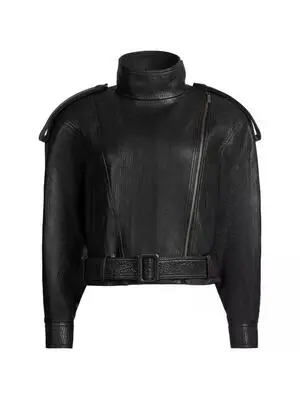 DUCIE Grained Leather Jacket - Black